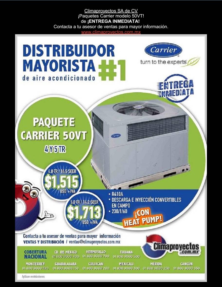 PAQUETE 50VT | Climaproyectos S.A. de C.V.